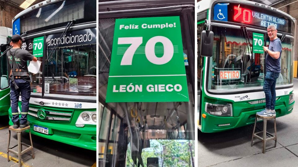 La línea 70 homanejeó a León Gieco en su cumpleaños | Grabaron videos y ...