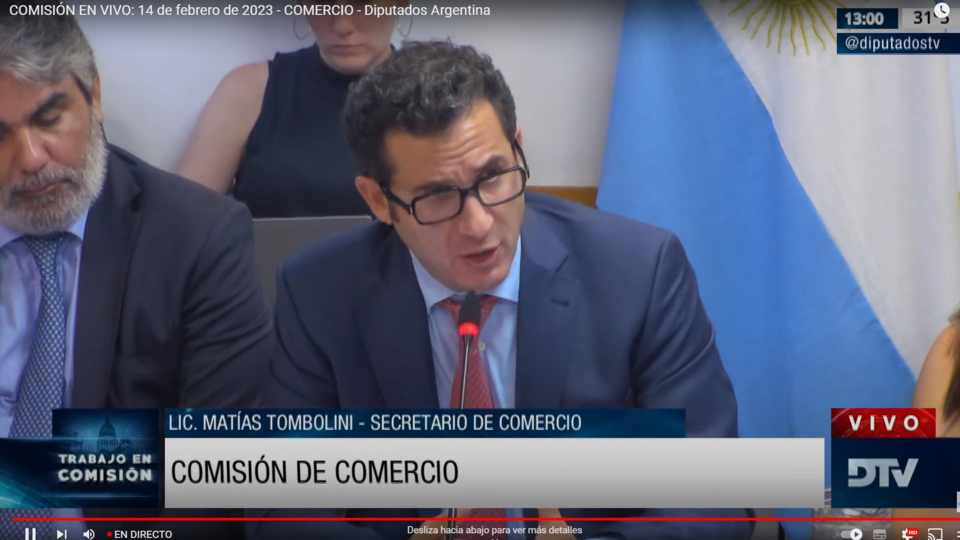Diputados recibe al secretario de comercio, Lic. Matías Tombolini ...