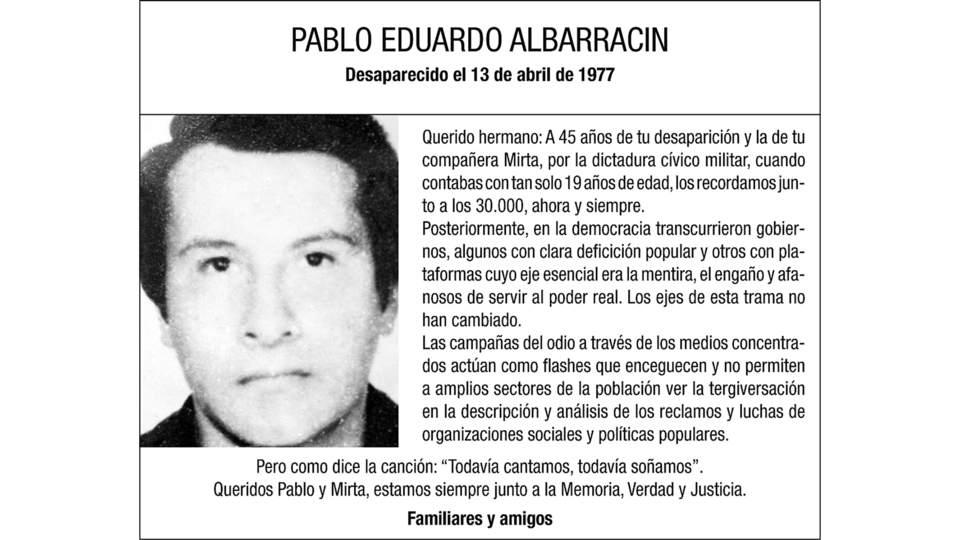 Pablo Ricardo Albarracín, Carlos Gustavo Cortiñas, Cecilia Noemí ...