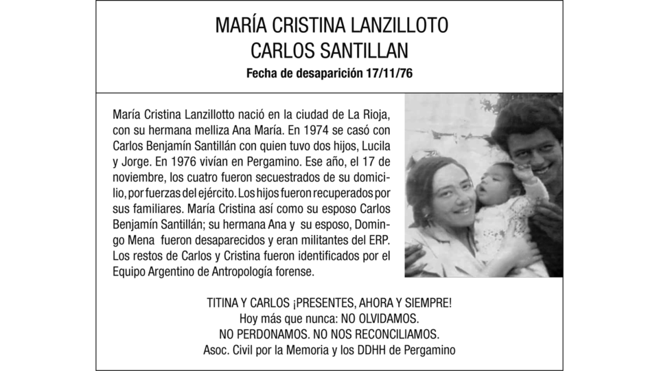 María Teresa Álvarez, María Cristina Lanzillotto y Carlos Santillán ...