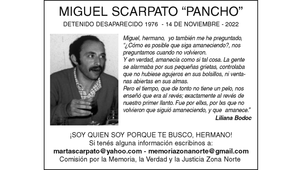 Miguel Scarpato | Los recordatorios de hoy | Página|12