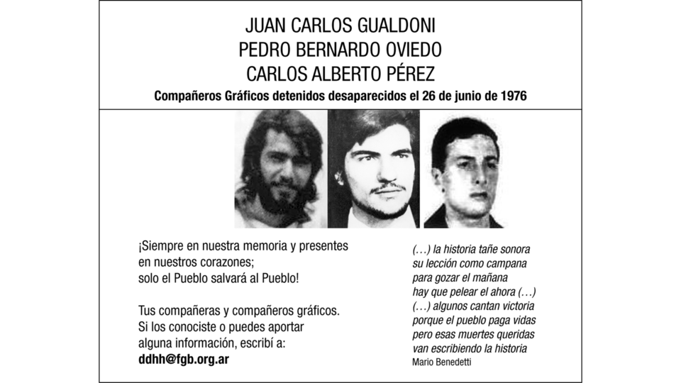 Juan Carlos Gualdoni, Pedro Bernardo Oviedo y Carlos Alberto Pérez ...