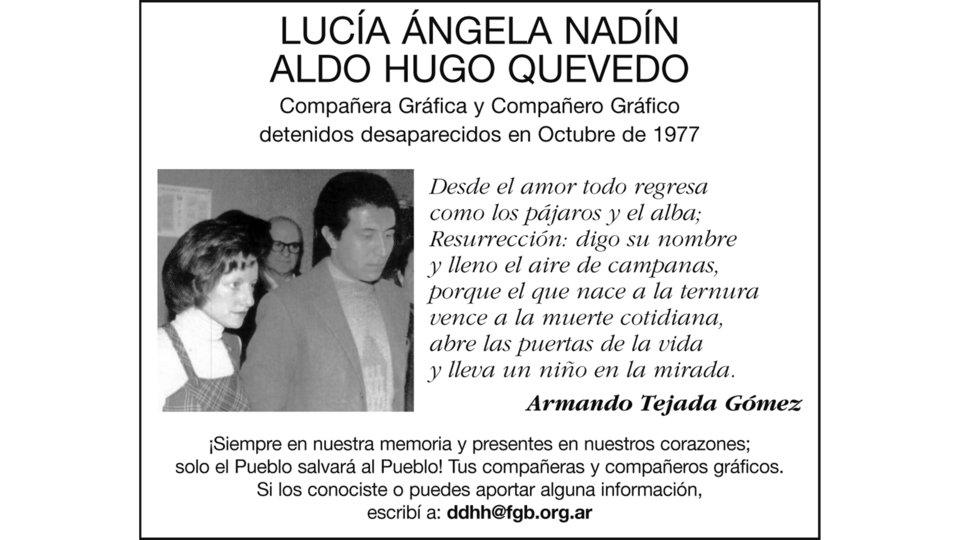 Lucía Ángela Nadín y Aldo Hugo Quevedo, Enrique Pankonin y Cristina ...