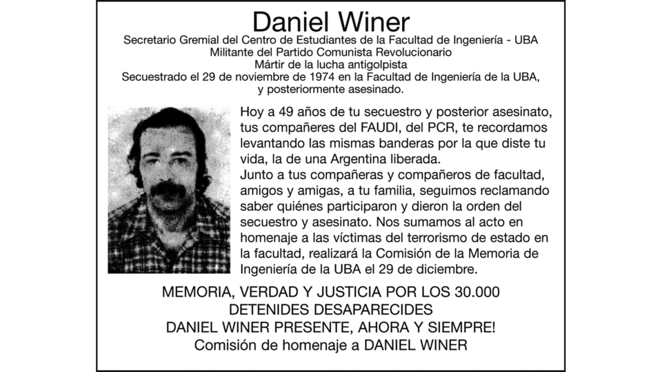Román Mentaberry, Daniel Winer | Los recordatorios de hoy | Página|12