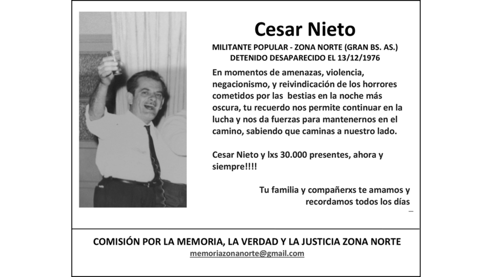 Jorge Luis Moltrasio, Cesar Nieto | Los recordatorios de hoy | Página|12