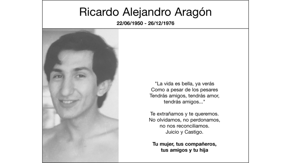 Ricardo Alejandro Aragón | Los recordatorios de hoy | Página|12