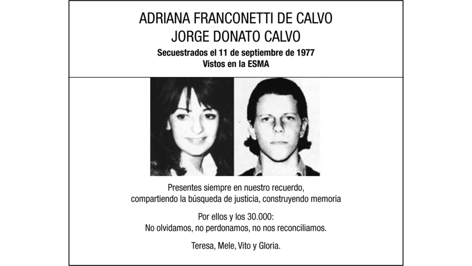 Adriana Franconetti de Calvo y Jorge Donato Calvo, Militantes del MR17 ...